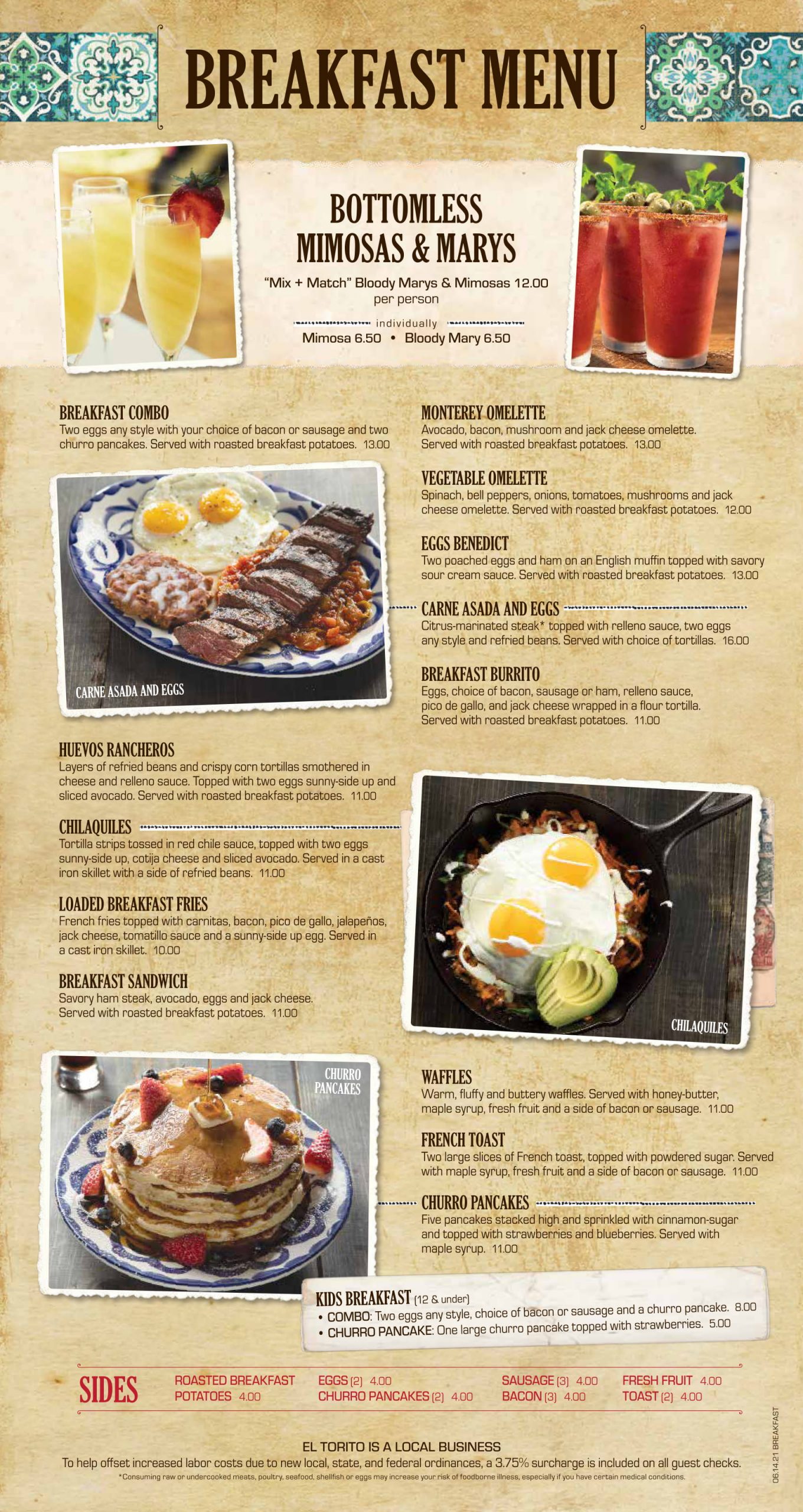 Saturday Breakfast Menu | El Torito